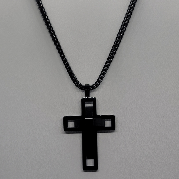 Accessories | Last One Black Stainless Steel Double Cross Necklace ...
